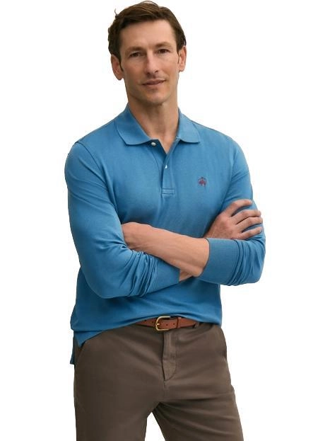 Brooks Brothers Golden Fleece Stretch Supima Long-sleeve Polo Shirt - Medium Blue