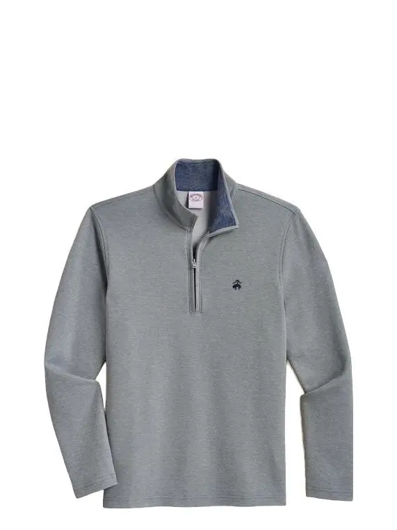 Brooks Brothers Cotton Blend Pique Quarter-zip Pullover - Grey