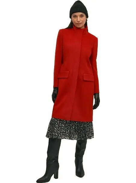 Brooks Brothers Brushed Wool Coat With Removable Throat Latch - Red