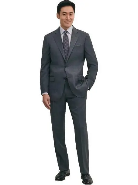 Brooks Brothers Traditional Fit Wool Windowpane 1818 Suit - Blue