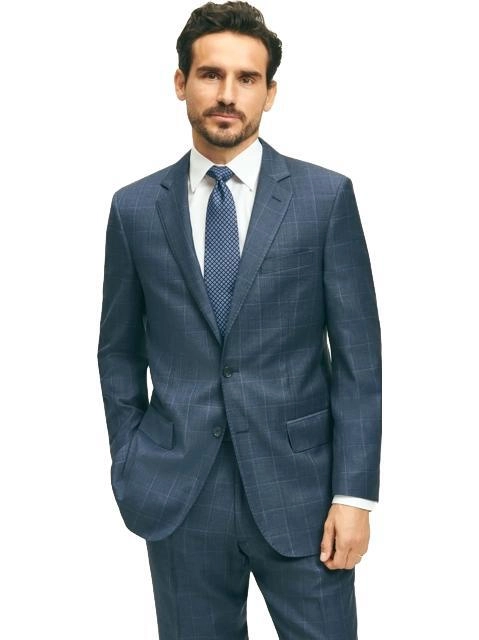 Brooks Brothers Traditional Fit Wool Windowpane 1818 Suit - Navy