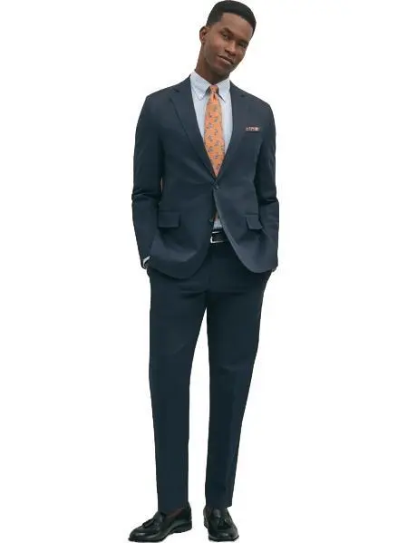 Brooks Brothers Classic Fit Stretch Cotton Suit Pants - Navy