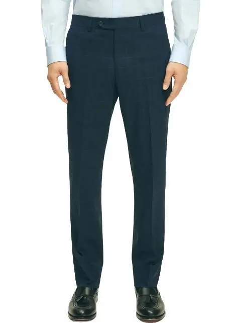 Brooks Brothers Explorer Collection Classic Fit Wool Checked Suit Pants - Navy