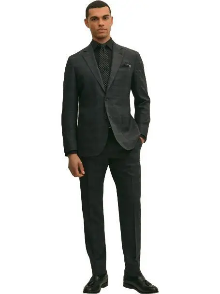 Brooks Brothers Explorer Collection Slim Fit Wool Windowpane Suit Pants - Grey
