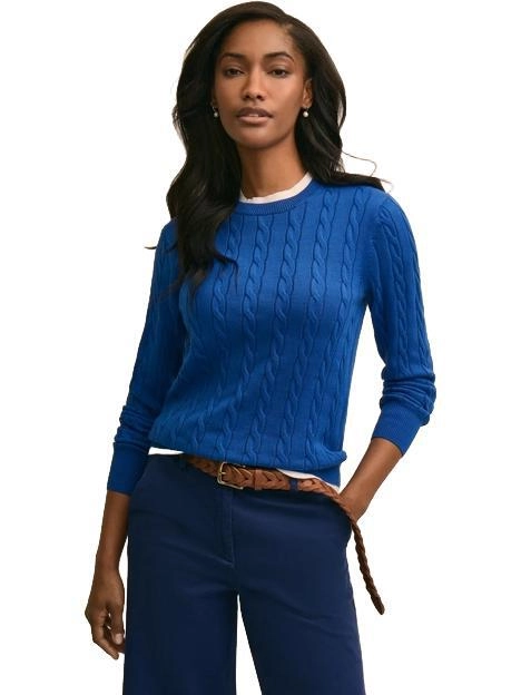 Brooks Brothers Supima Cotton Cable Crewneck Sweater - Blue