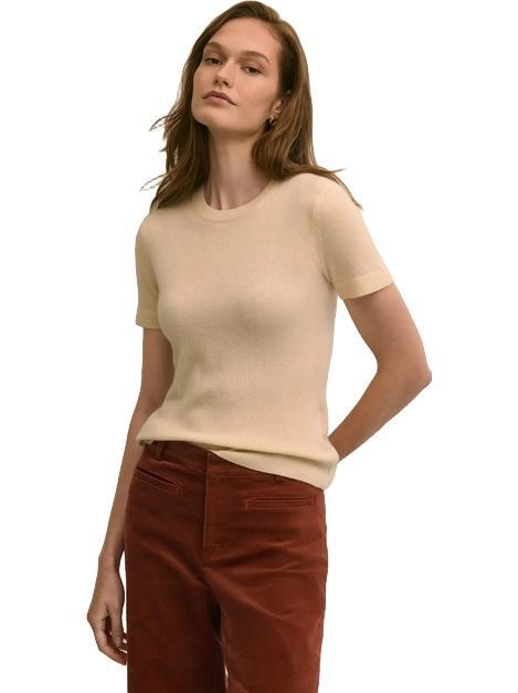 Brooks Brothers Short-sleeve Shell Sweater - Cream