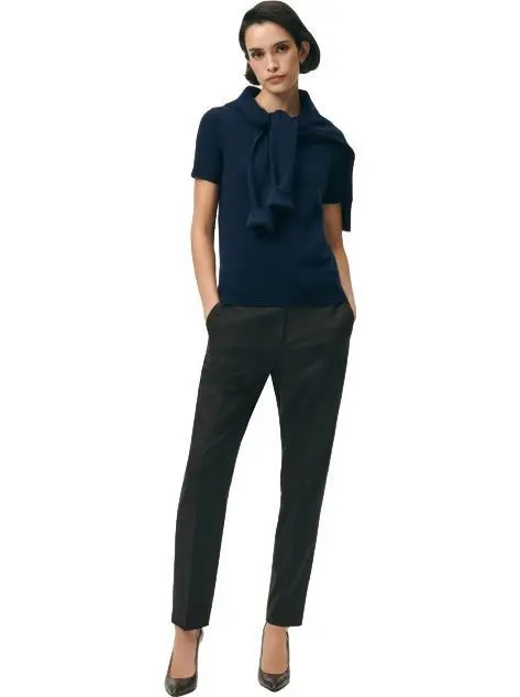Brooks Brothers Short-sleeve Shell Sweater In Cashmere - Navy