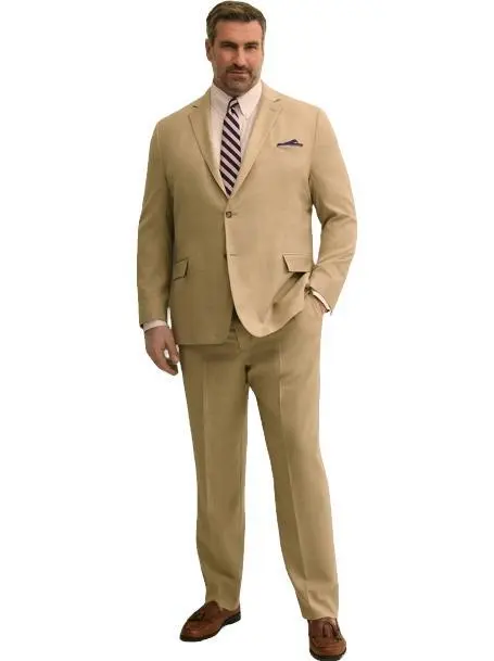 Brooks Brothers Big & Tall Stretch Wool Suit Pants - Beige