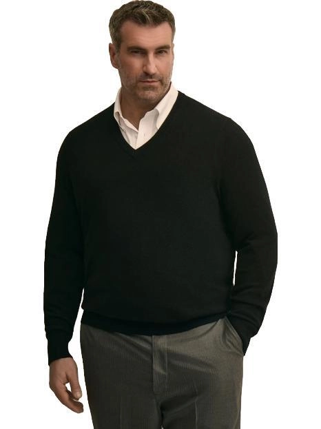 Brooks Brothers Big & Tall 3-ply Cashmere V-neck Sweater - Black
