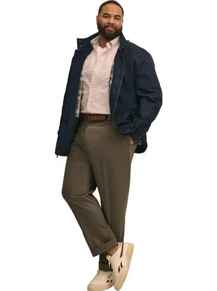 Brooks Brothers Big & Tall Bomber Jacket In Cotton Blend - Navy