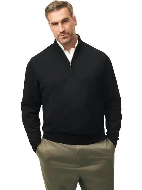 Brooks Brothers Big & Tall Ultimate Merino Wool Quarter-zip Sweater - Black