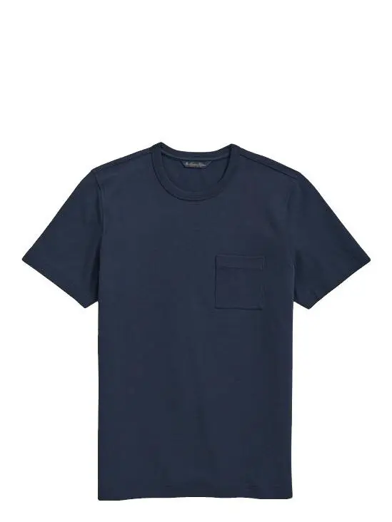 Brooks Brothers Pique T-shirt In Gart-washed Supima Cotton - Navy