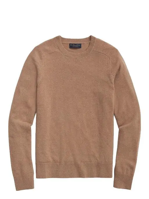 Brooks Brothers 3-ply Cashmere Crewneck Saddle Shoulder Sweater - Brown