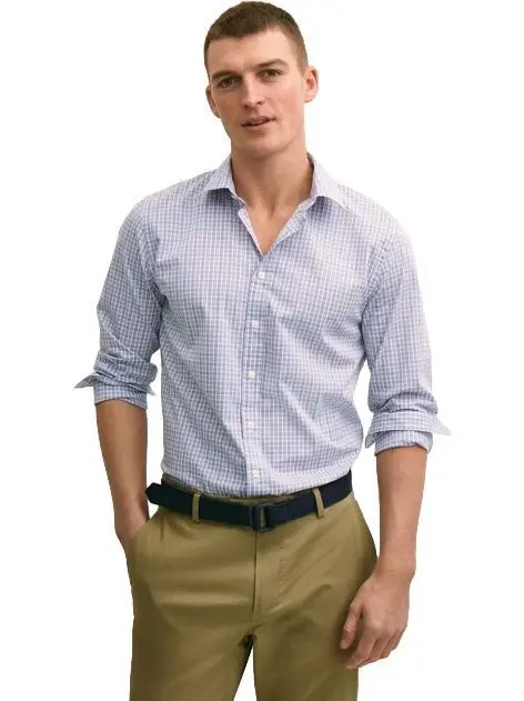 Brooks Brothers Performance Series Stretch Spread Collar, Check Sport Shirt - Multicolor