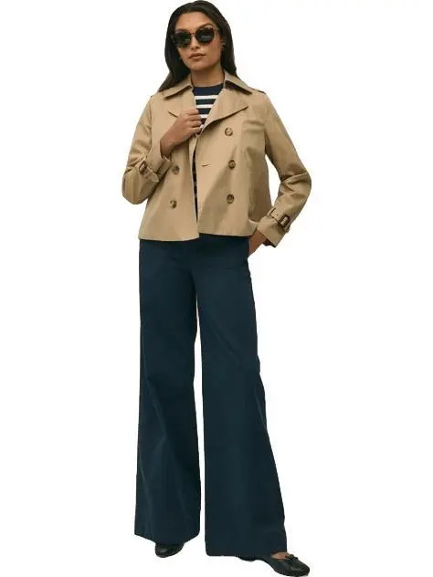Brooks Brothers Cotton Twill Wide-leg Pant - Navy