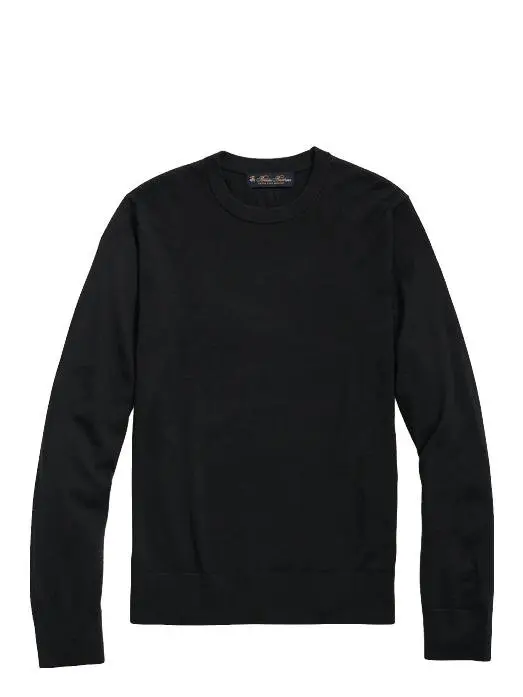 Brooks Brothers Ultimate Merino Wool Crewneck Sweater - Black