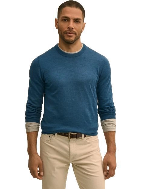 Brooks Brothers Ultimate Merino Wool Crewneck Sweater - Blue