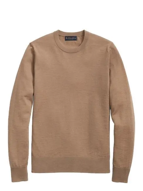Brooks Brothers Ultimate Merino Wool Crewneck Sweater - Camel