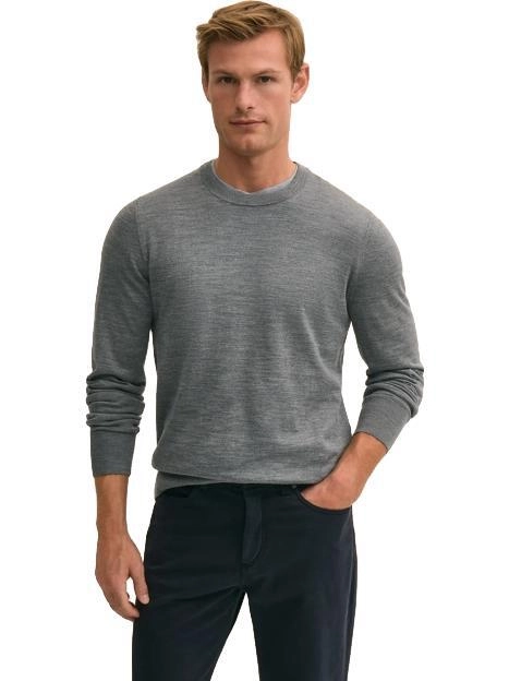 Brooks Brothers Ultimate Merino Wool Crewneck Sweater - Grey