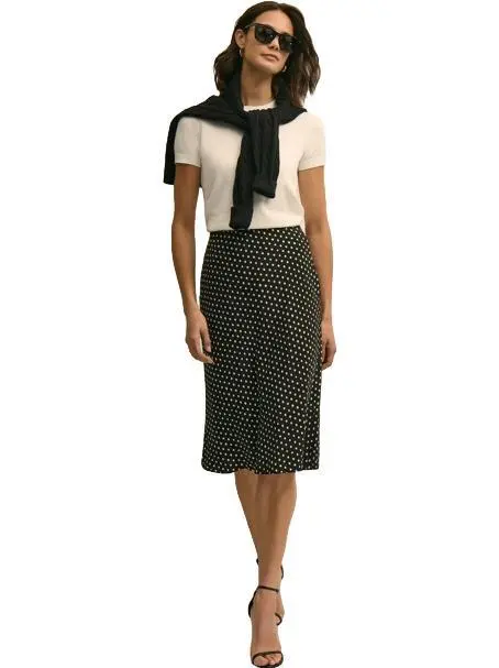 Brooks Brothers Polka Dot Slip Skirt - Black