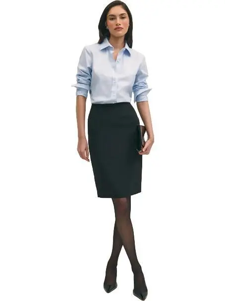 Brooks Brothers The Essentials Stretch Wool Pencil Skirt - Navy