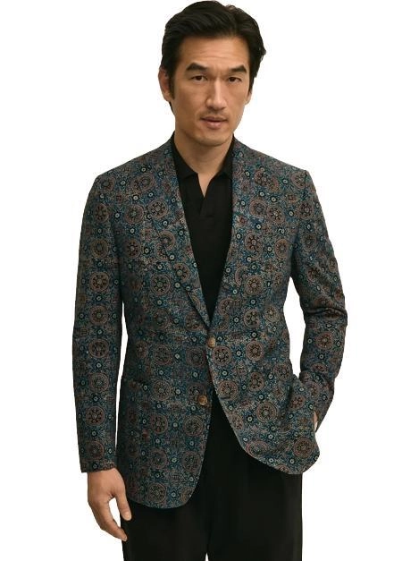 Brooks Brothers Classic Fit Cotton Medallion Mosaic Sport Coat - Blue