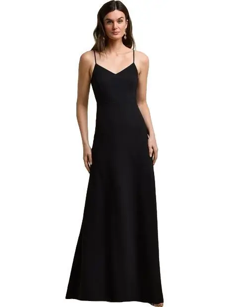 Brooks Brothers V-neck Spaghetti Strap Gown - Black