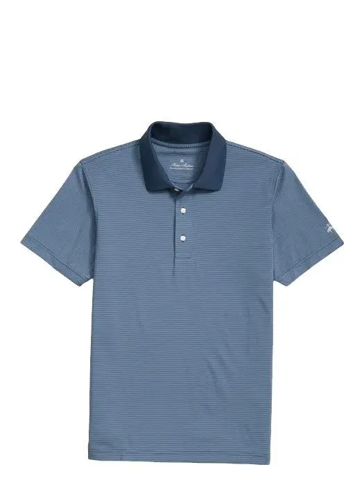 Brooks Brothers Performance Series Micro Stripe Jersey Polo Shirt - Blue/navy