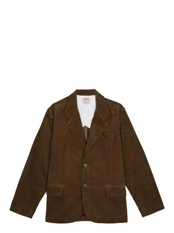 Brooks Brothers X Brain Dead Cotton Corduroy Embroidered Emblem Suit Jacket - Brown