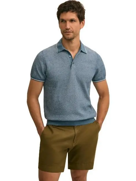 Brooks Brothers Supima Cotton Honeycomb Polo Sweater - Blue