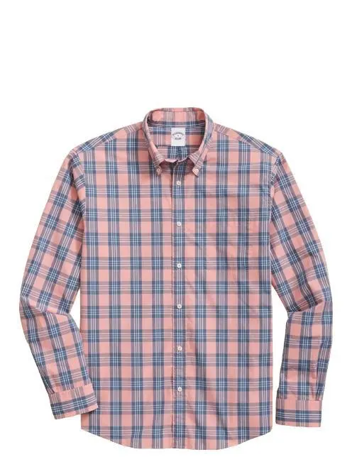 Brooks Brothers Friday Shirt, Poplin Plaid - Light Red