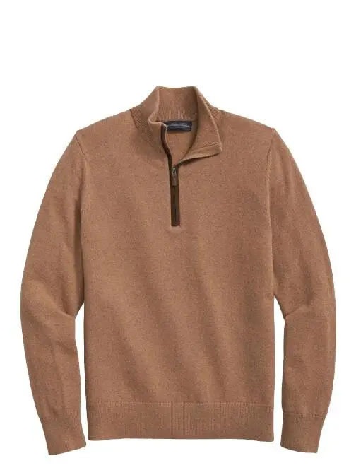 Brooks Brothers 3-ply Cashmere Quarter-zip Sweater - Brown