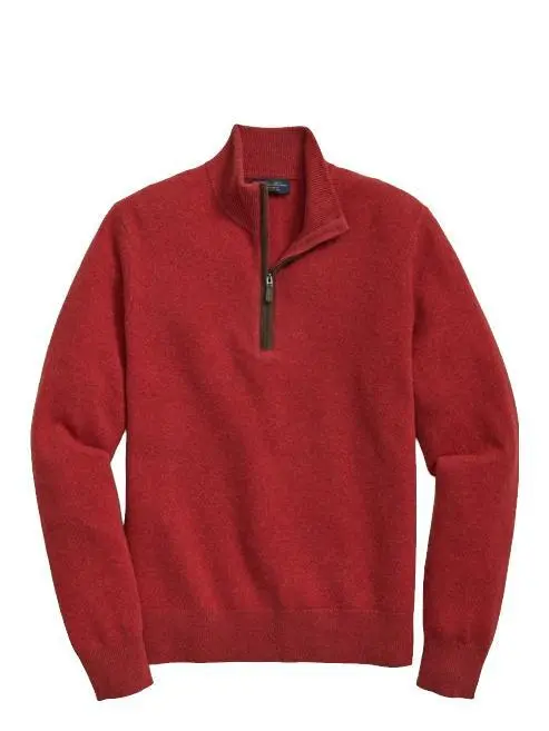 Brooks Brothers 3-ply Cashmere Quarter-zip Sweater - Red