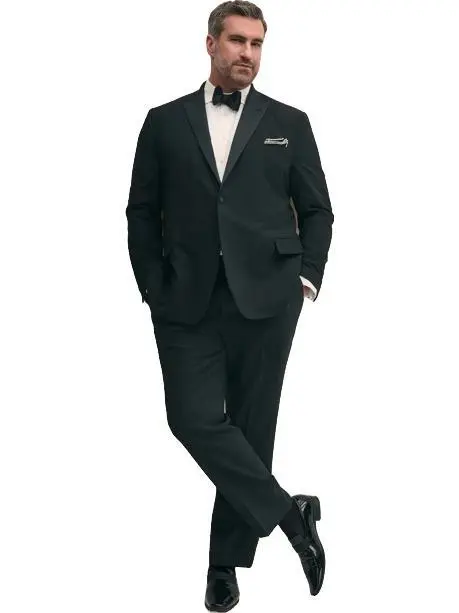 Brooks Brothers Big & Tall Explorer Collection Wool Tuxedo Pants - Black