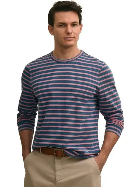 Brooks Brothers Cotton Indigo-dyed Heavyweight Mariner Stripe Long-sleeve T-shirt - Blue/pink