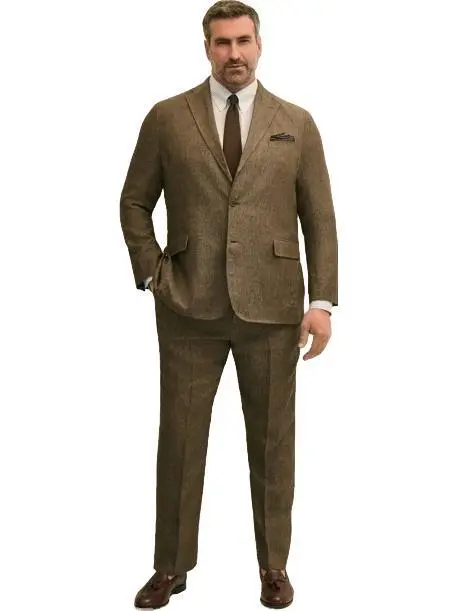 Brooks Brothers Big & Tall Linen Suit Pants - Brown
