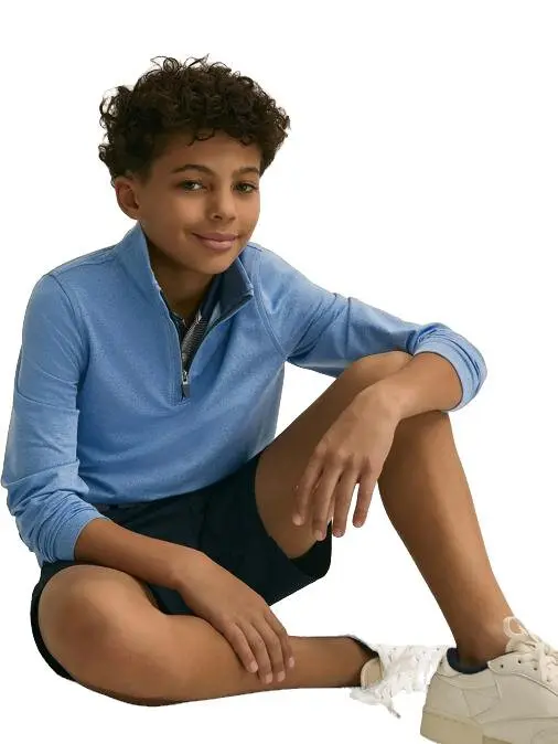 Brooks Brothers Boys Performance Series Quarter-zip - Blue Heather