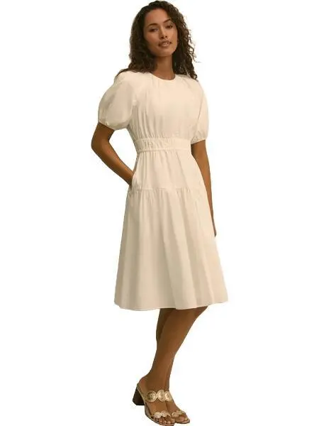 Brooks Brothers Cotton Voile Smocked-waist Dress - White