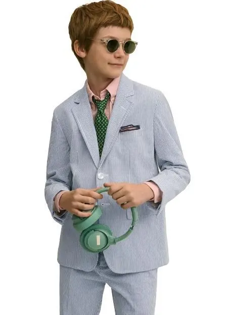 Brooks Brothers Prep Stretch Cotton Seersucker Suit Jacket - Blue