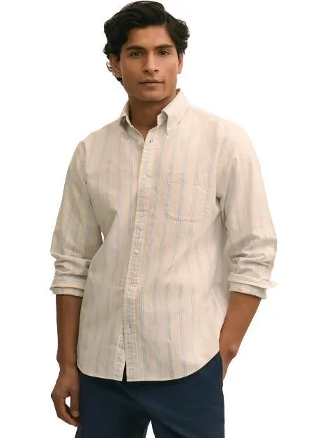 Brooks Brothers Friday Shirt, Oxford Novelty Stripe - Beige