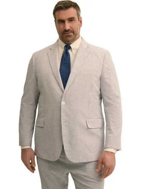 Brooks Brothers Big & Tall Cotton Seersucker Sport Coat - Blue