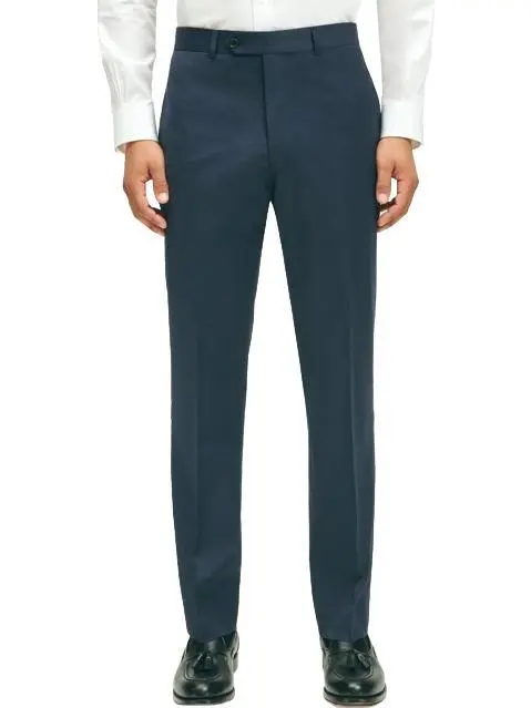 Brooks Brothers Slim Fit Wool Dress Trousers - Blue