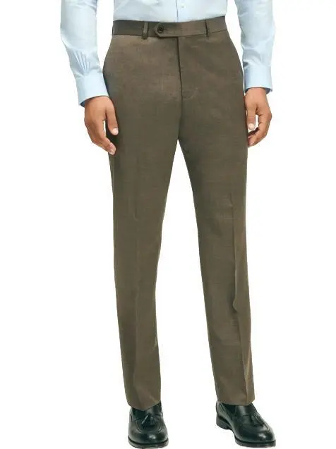 Brooks Brothers Slim Fit Wool Dress Trousers - Brown