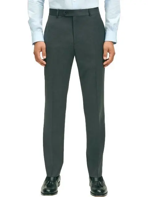 Brooks Brothers Slim Fit Wool Dress Trousers - Grey