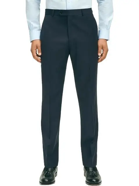 Brooks Brothers Slim Fit Wool Dress Trousers - Navy