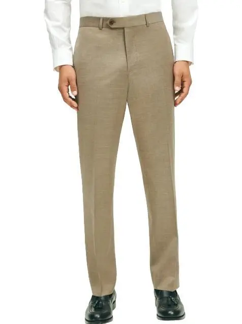 Brooks Brothers Slim Fit Wool Dress Trousers - Tan