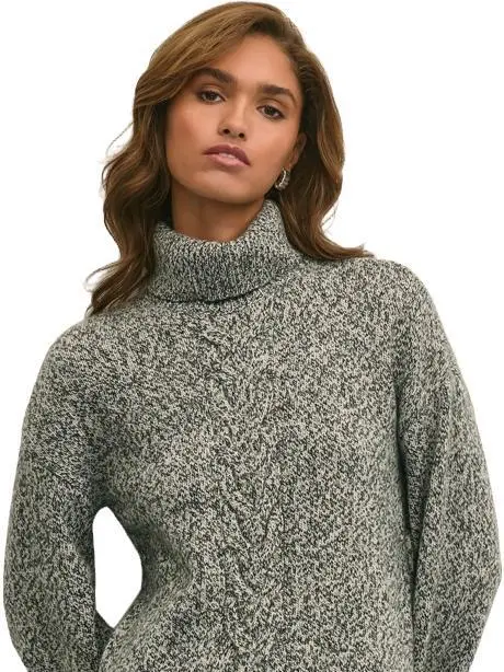 Brooks Brothers Merino Wool Blend Marled Cable-knit Turtleneck Sweater - Black