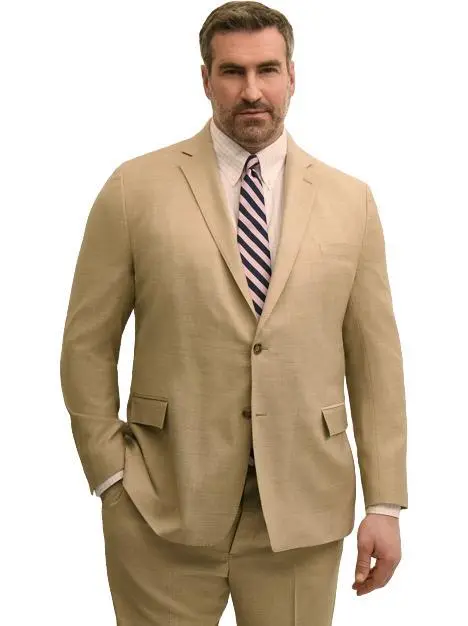 Brooks Brothers Big & Tall Stretch Wool Suit Jacket - Beige
