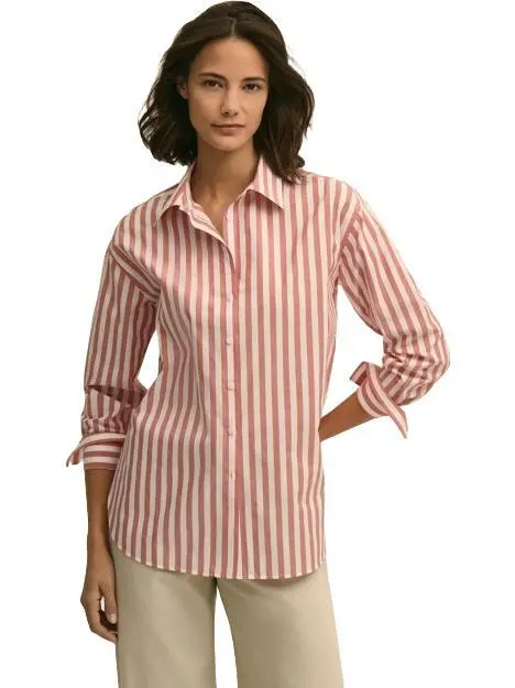 Brooks Brothers Oversized Cotton Pinstripe Shirt - Red