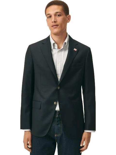 Brooks Brothers Slim Fit Stretch Saxxon Wool 1818 Blazer - Navy